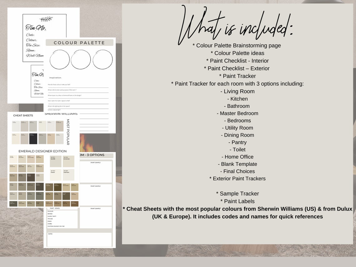 Paint Tracker Printable Paint Planner Renovation Planner - Etsy