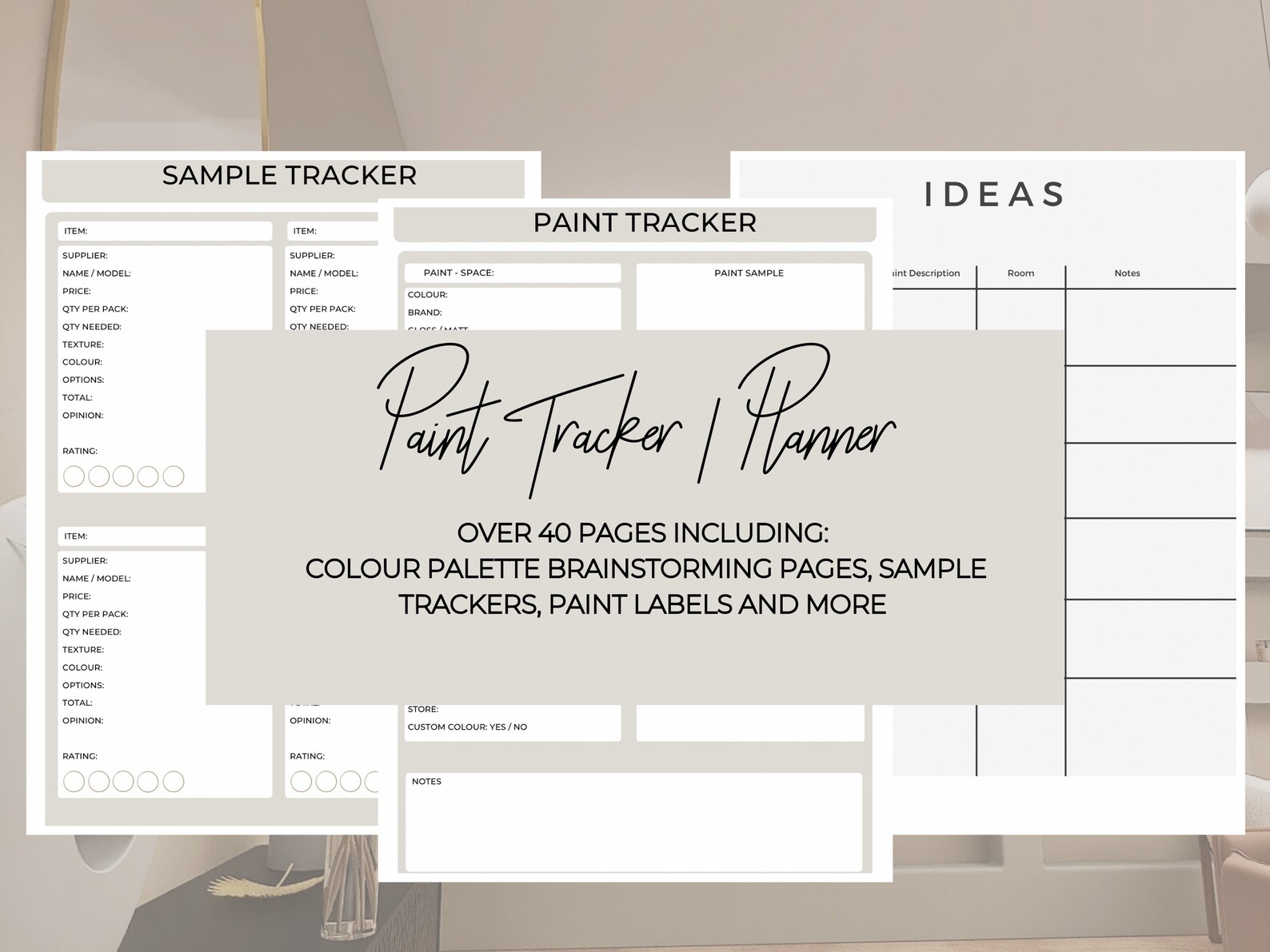 Paint Tracker Printable Paint Planner Renovation Planner - Etsy