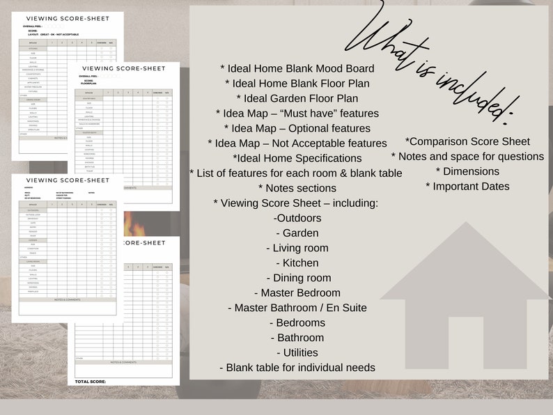 House Hunting Planner, House Buying, House Viewing, Printable Organiser ...