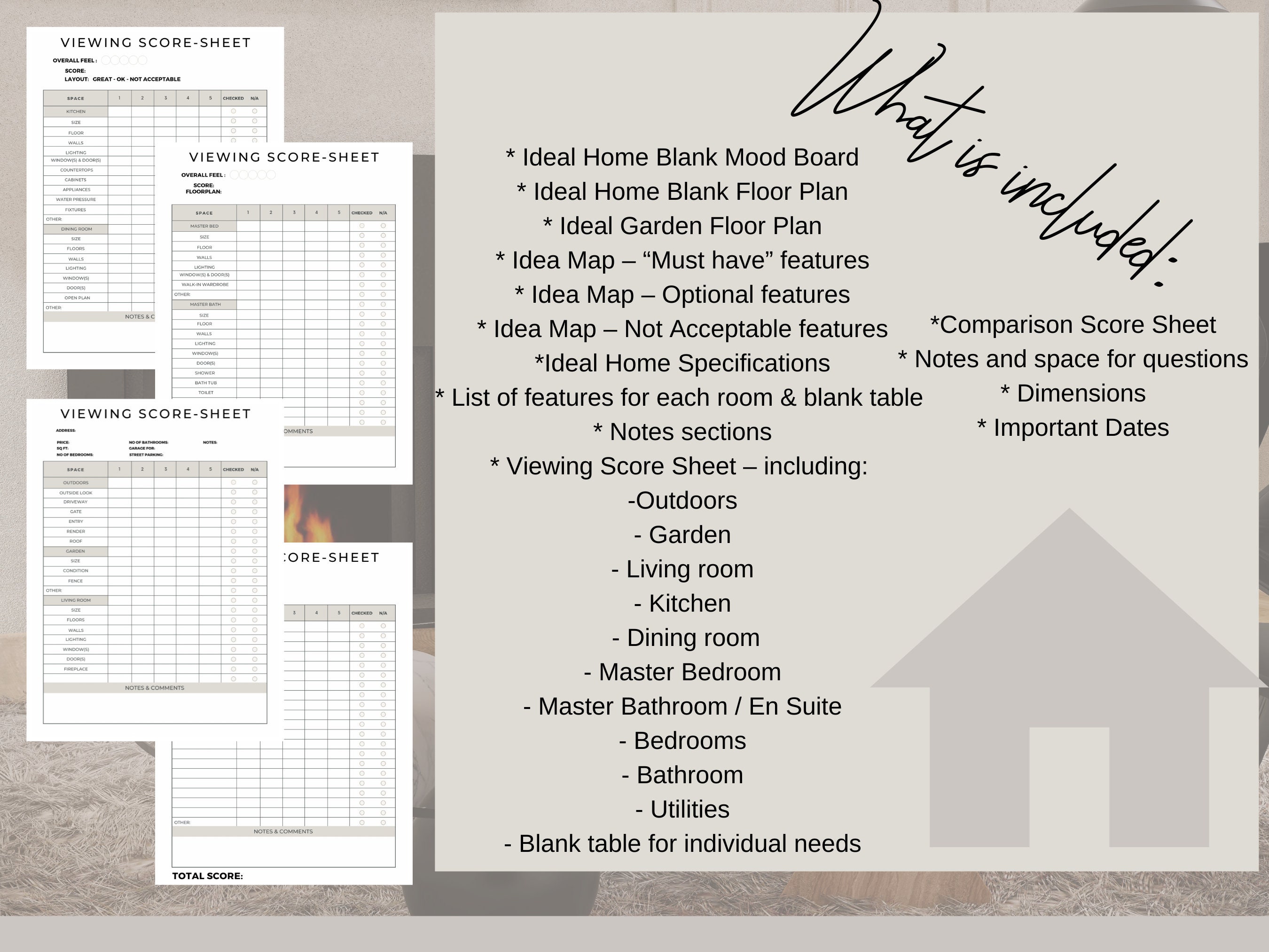 House Hunting Planner, House Buying, House Viewing, Printable Organiser ...