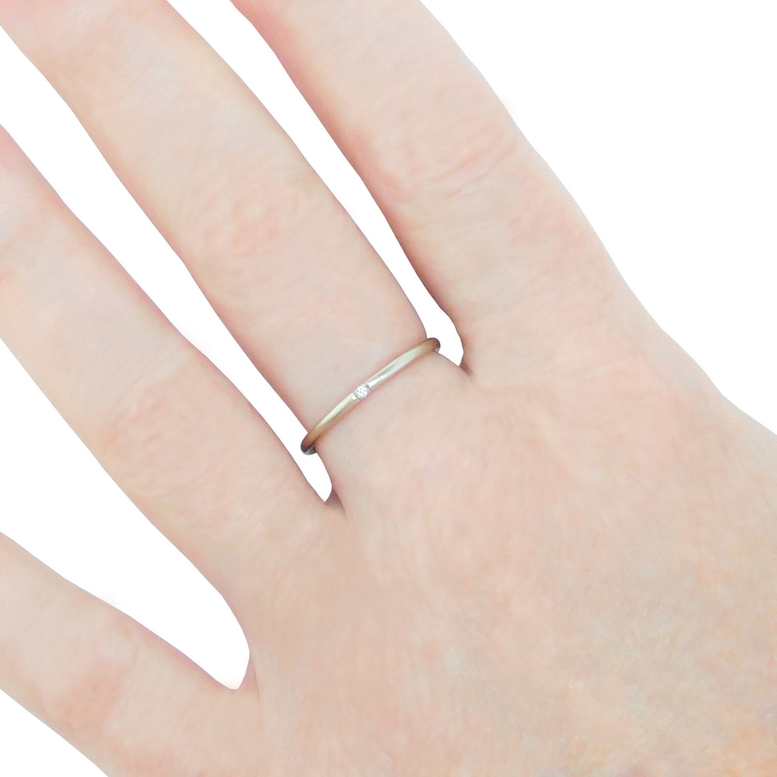 Line Ring 14k Solid White Gold and Diamonds - Etsy