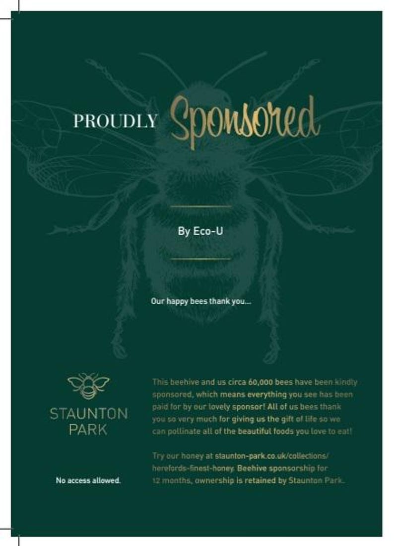 The Original Sponsor a Bee Card | Eco Friendly Gift | Bee Lovers ...