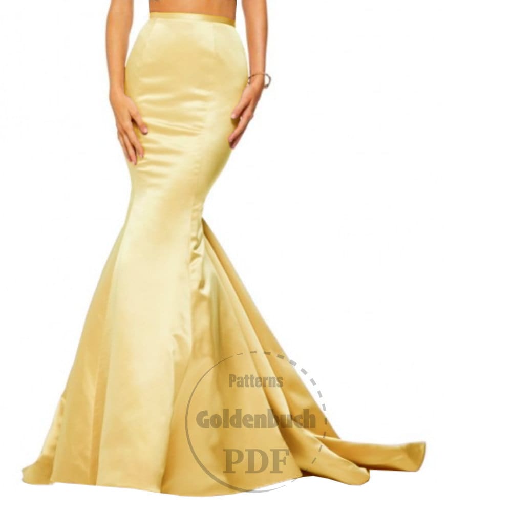 XS-XL Fishtail Skirt With Train PDF Sewing Pattern Wedding - Etsy