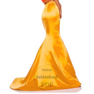 XS-XL Fishtail Skirt With Train PDF Sewing Pattern Wedding Mermaid ...
