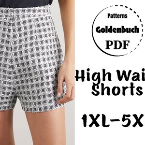 1XL-5XL Women Shorts PDF Sewing Pattern Pus Size High Waist Pants ...