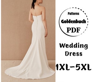 XS-XL Wedding Dress PDF Sewing Pattern Sweetheart Bridal Gown Tutu Ball ...