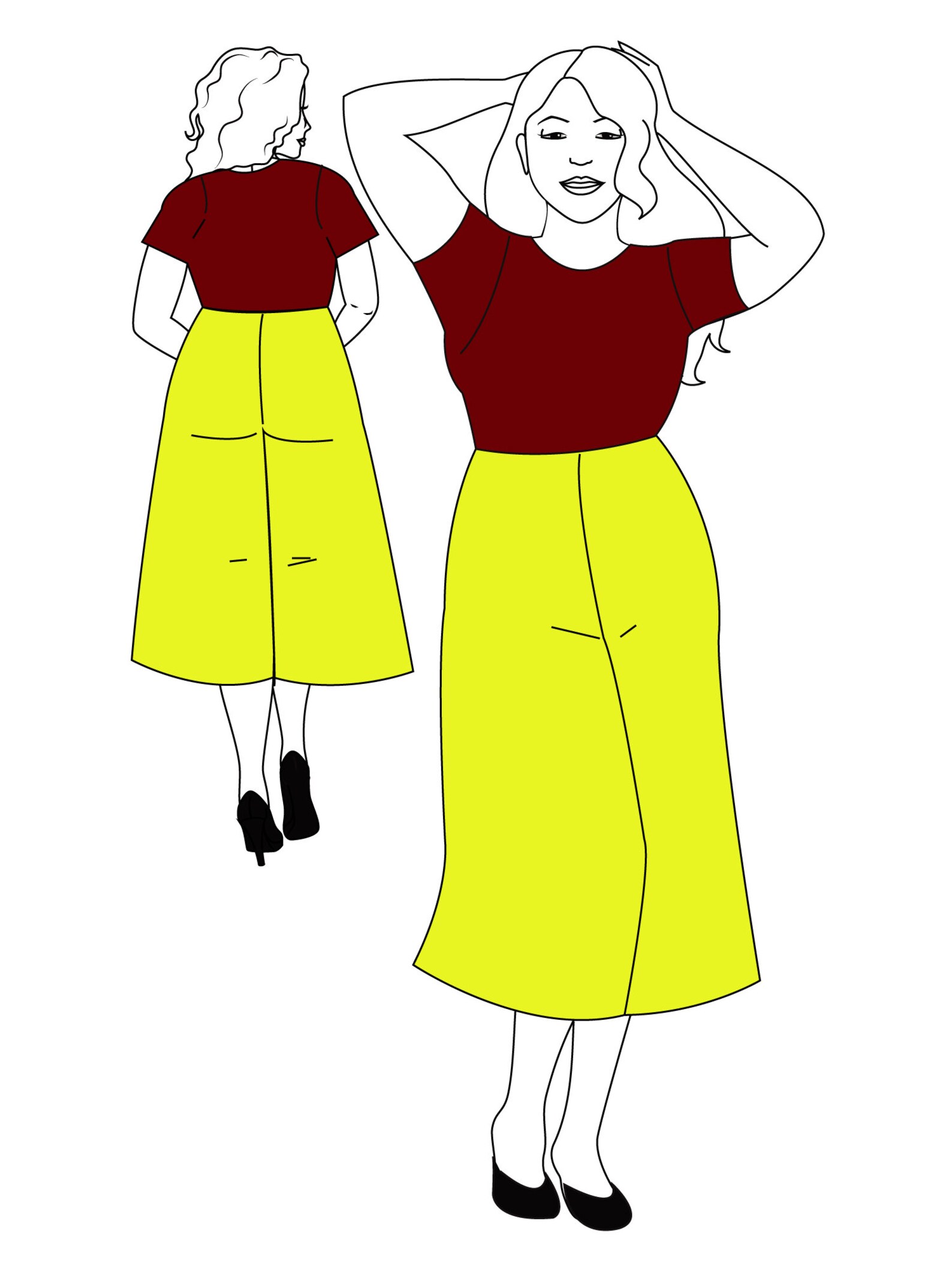1XL-5XL Wide Leg Culottes PDF Sewing Pattern Plus Size Women | Etsy