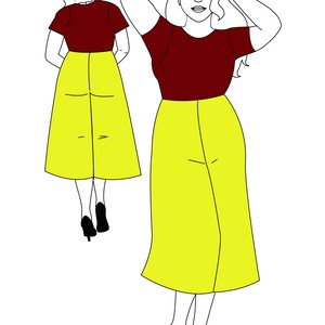 1XL-5XL Wide Leg Culottes PDF Sewing Pattern Plus Size Women Trousers ...