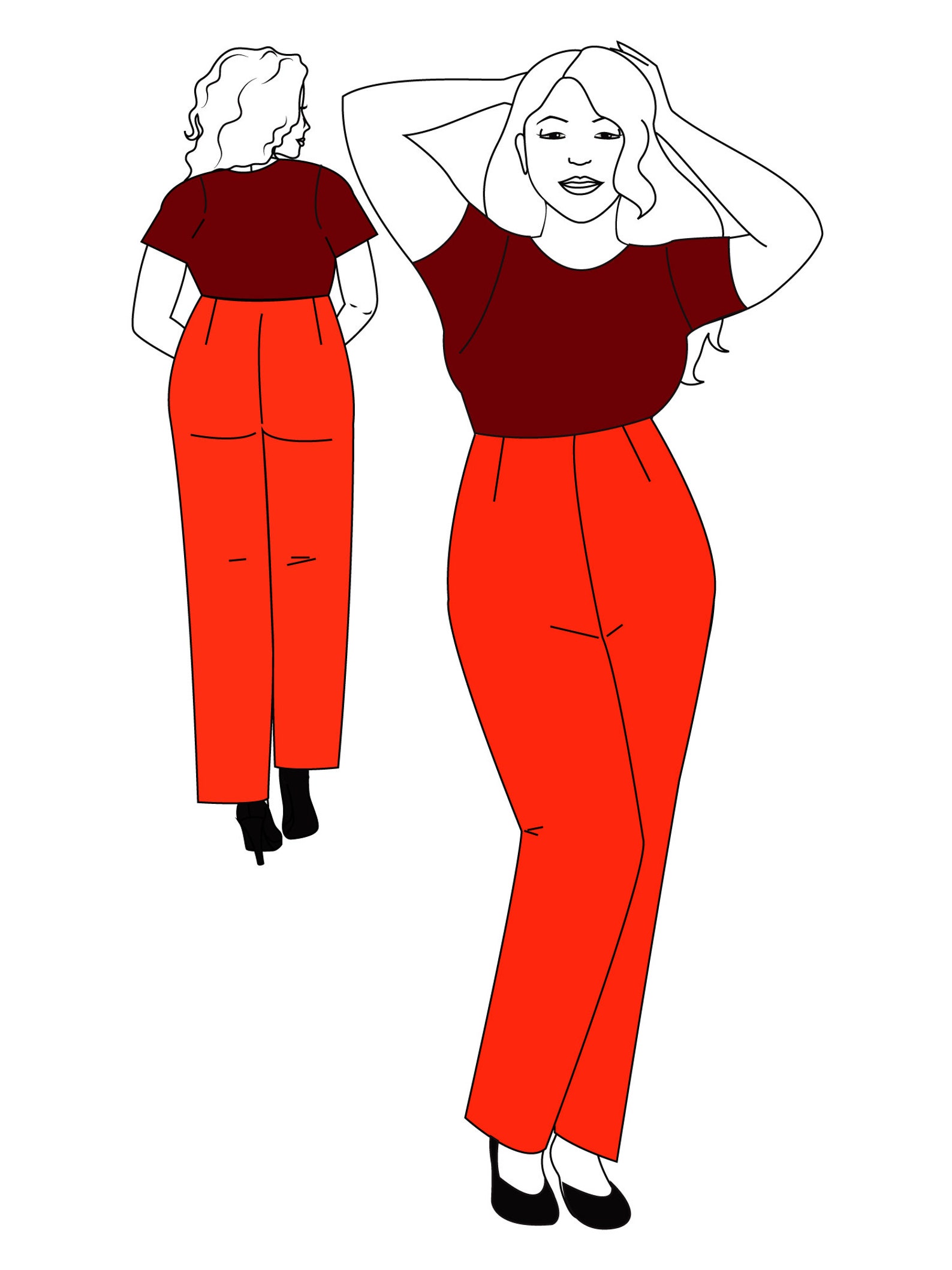 XS-XL Straight Leg Pants PDF Sewing Pattern Women High Waisted - Etsy