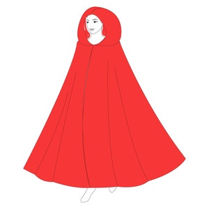 XS-XL Hooded Cloak PDF Sewing Pattern Medieval Cosplay Clothing Elf ...