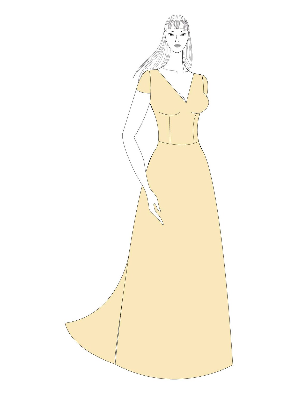 XS-XL Wedding Dress With Train PDF Sewing Pattern A-line | Etsy