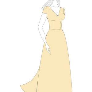 XS-XL Wedding Dress With Train PDF Sewing Pattern A-line Bridal Gown ...