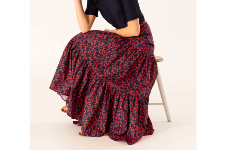 XS-XL Tiered Maxi Skirt PDF Sewing Pattern Women Boho Skirt - Etsy