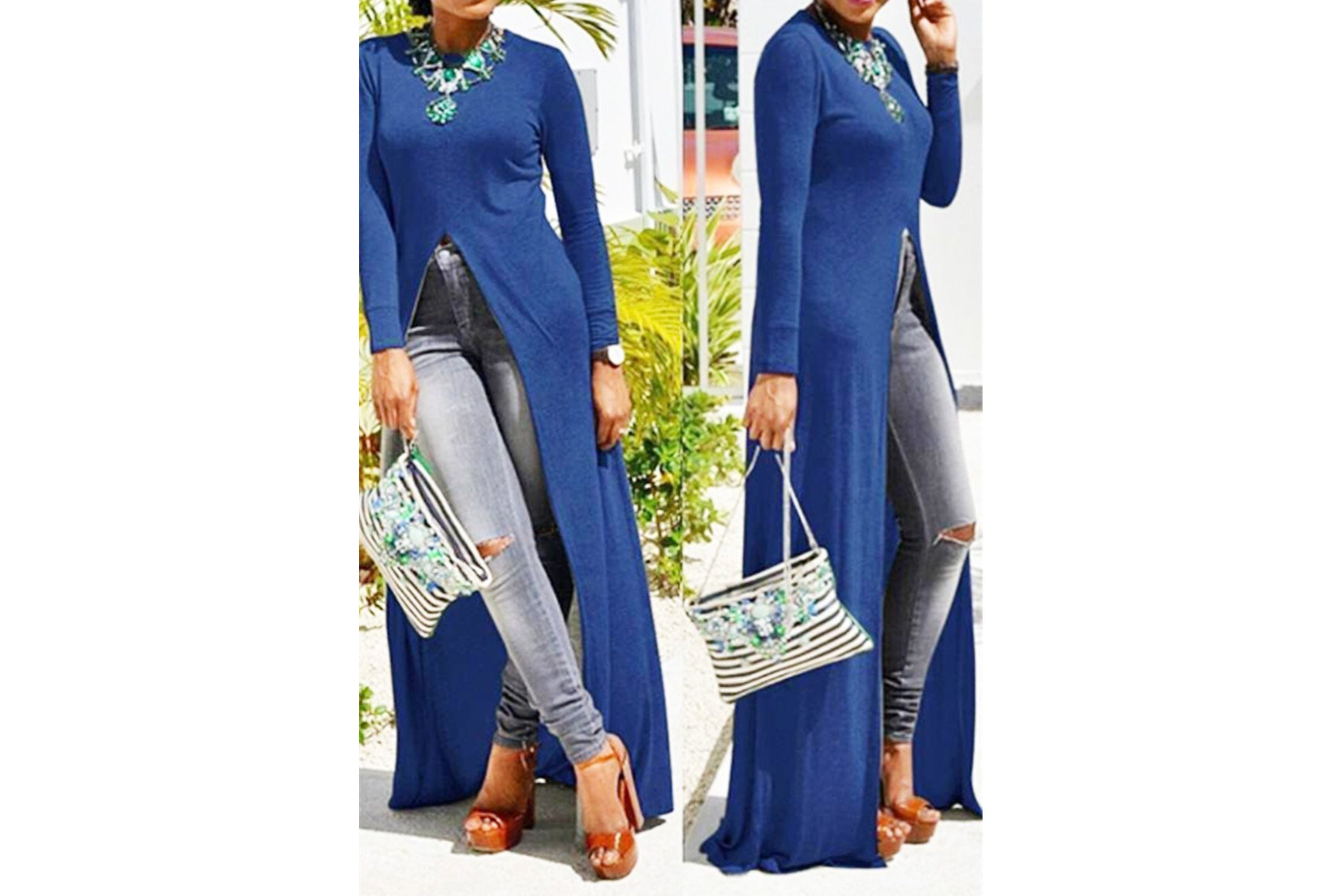 XS-XL Loose Fit Tunic PDF Pattern Long Sleeve Dress With Front | Etsy