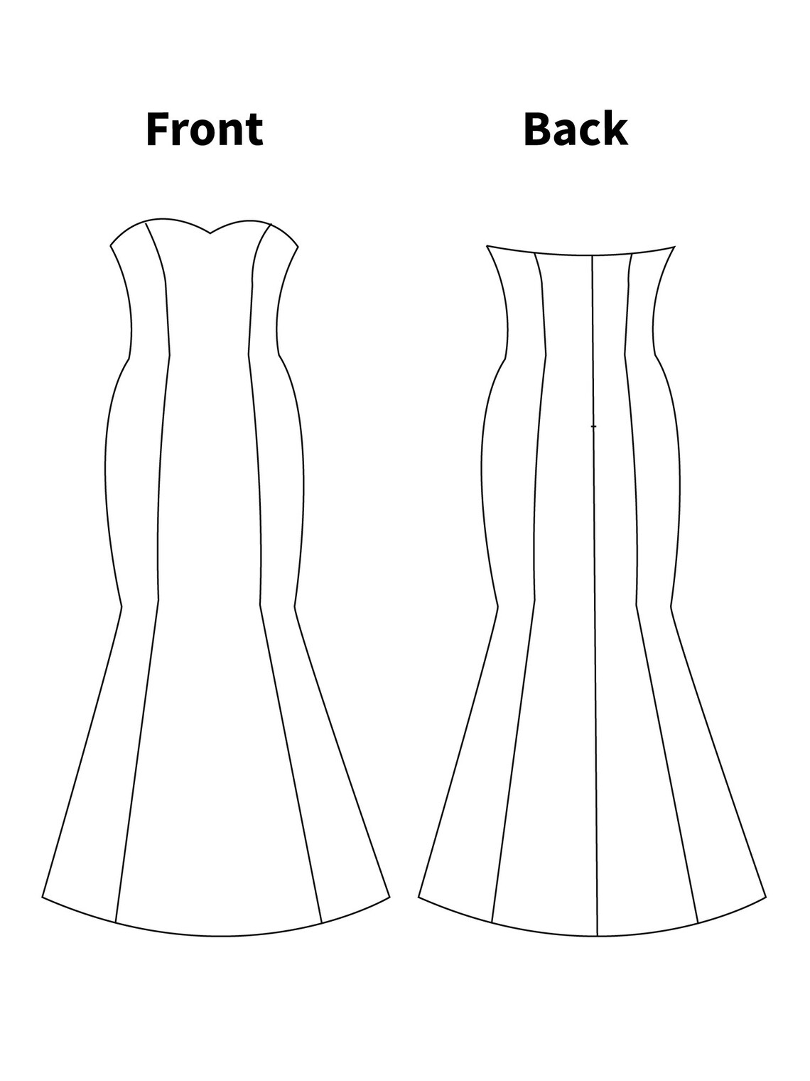 XS-XL Mermaid Dress PDF Sewing Pattern Sweetheart Wedding Gown - Etsy