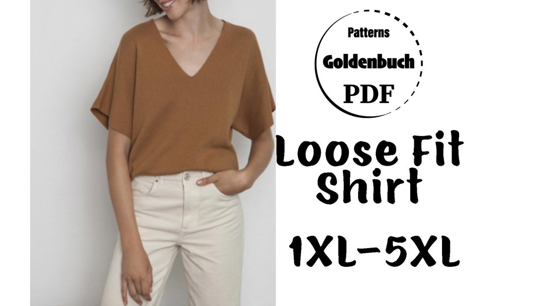 1XL-5XL Oversized Top PDF Sewing Pattern Plus Size Shirt Short Sleeve ...