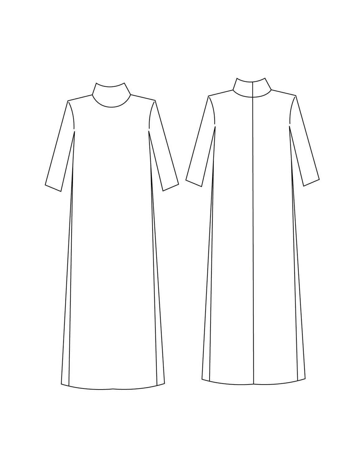 XS-XL Long Sleeve Tunic PDF Sewing Pattern High Slit Dress 3/4 - Etsy