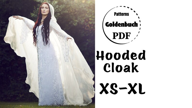 XS-XL Hooded Cloak PDF Sewing Pattern Medieval Cosplay - Etsy