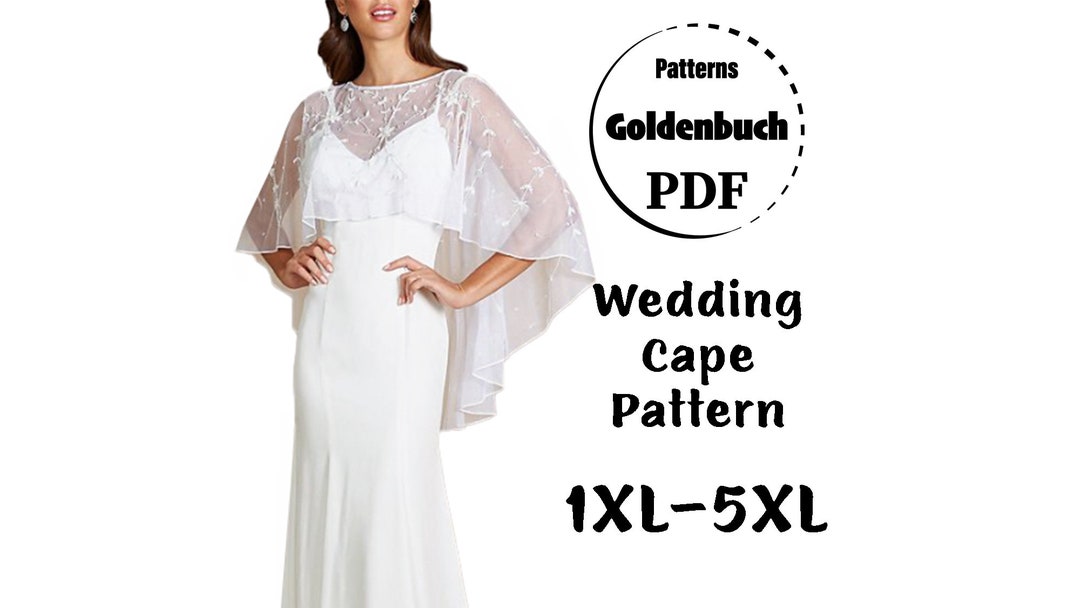 1XL-5XL High Low Wedding Cape PDF Sewing Pattern Plus Size Winter ...