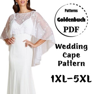 1XL-5XL High Low Wedding Cape PDF Sewing Pattern Plus Size | Etsy