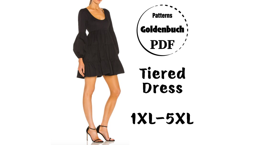 1XL-5XL Tiered Dress PDF Sewing Pattern Plus Size Summer Dress Long ...
