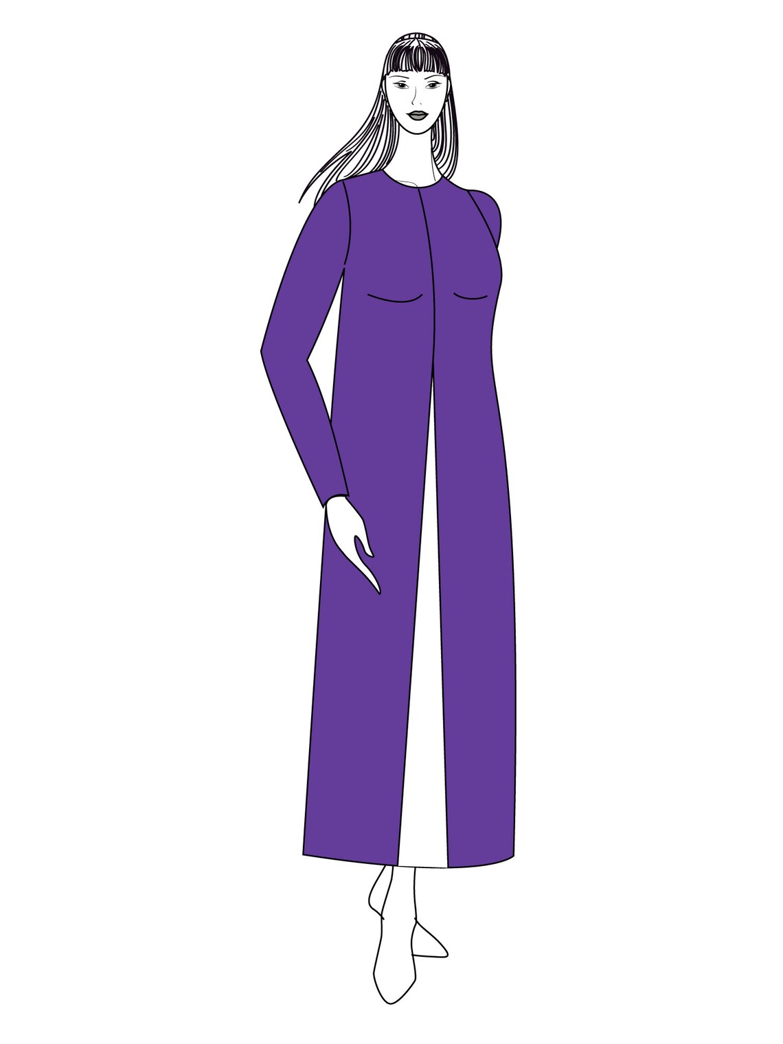 XS-XL Loose Fit Tunic PDF Pattern Long Sleeve Dress With Front | Etsy