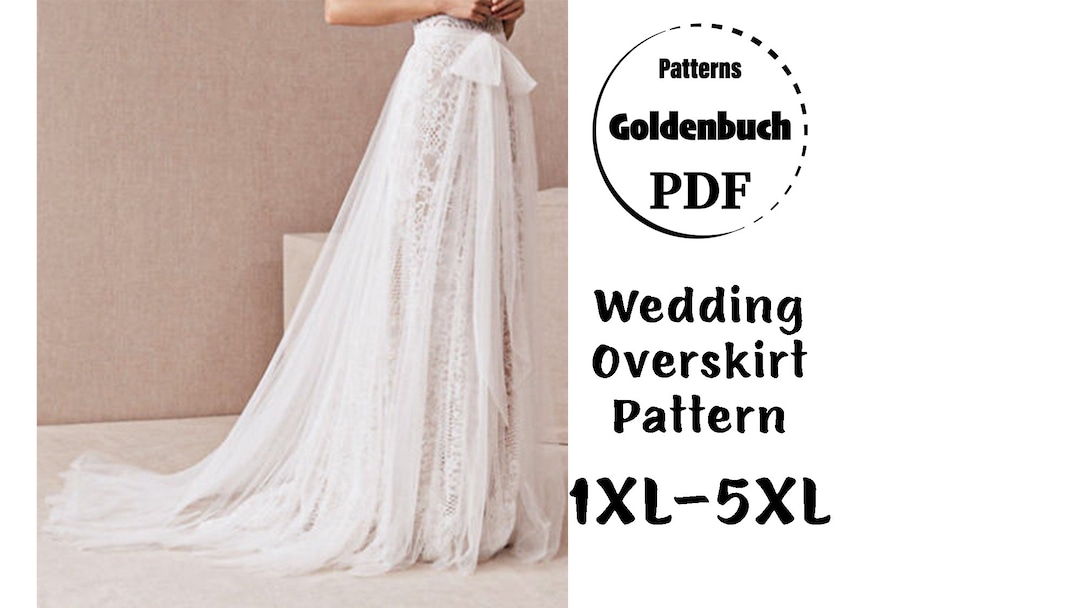 1XL-5XL Wedding Overskirt PDF Sewing Pattern Plus Size Circle Skirt ...