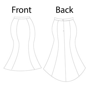 XS-XL Fishtail Skirt With Train PDF Sewing Pattern Wedding Mermaid ...