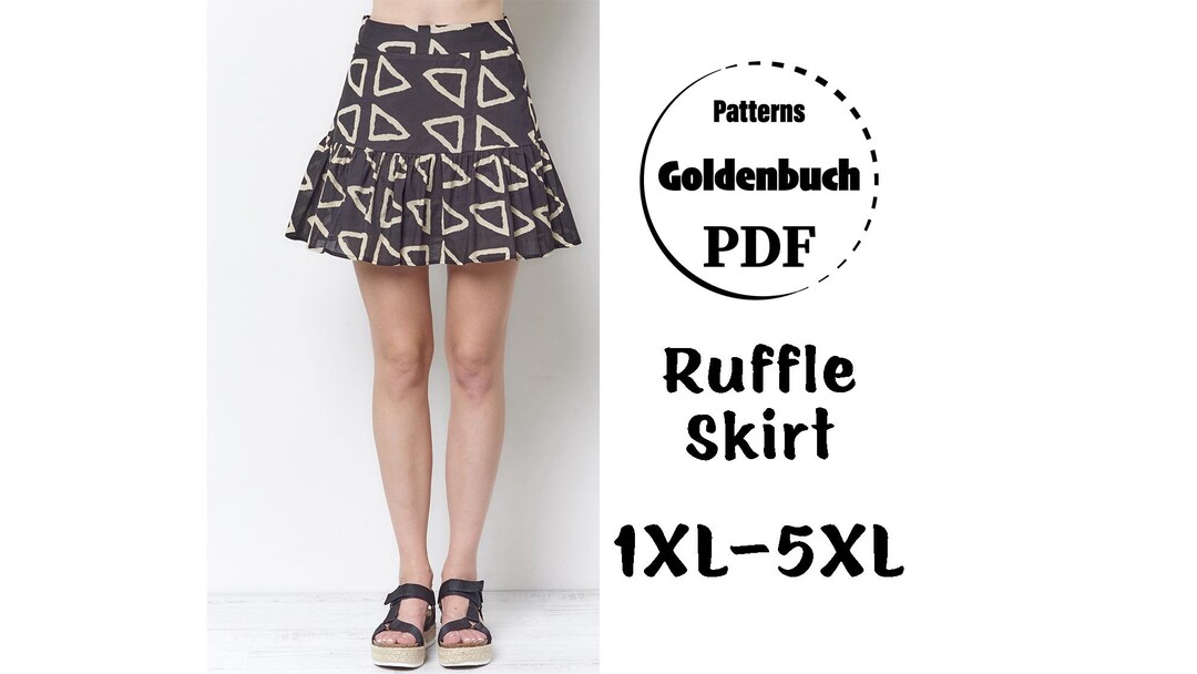 1XL-5XL Ruffle Skirt PDF Sewing Pattern Women Tiered Skirt Plus Size ...
