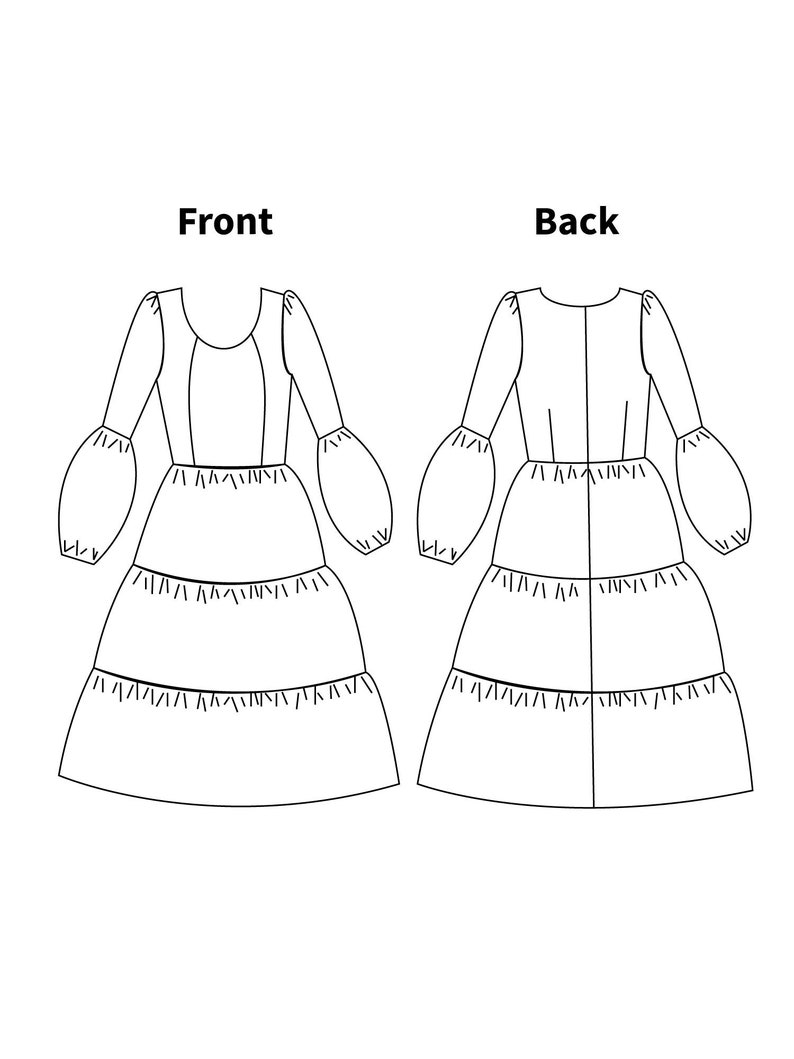 1XL-5XL Tiered Dress PDF Sewing Pattern Long Sleeve Maxi Dress - Etsy