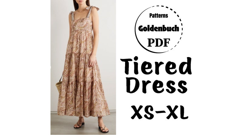 XS-XL Tiered Dress PDF Pattern Loose Fit 3 Tiers Dress With | Etsy