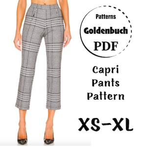XS-XL Capri Pants PDF Sewing Pattern High Waisted Women - Etsy