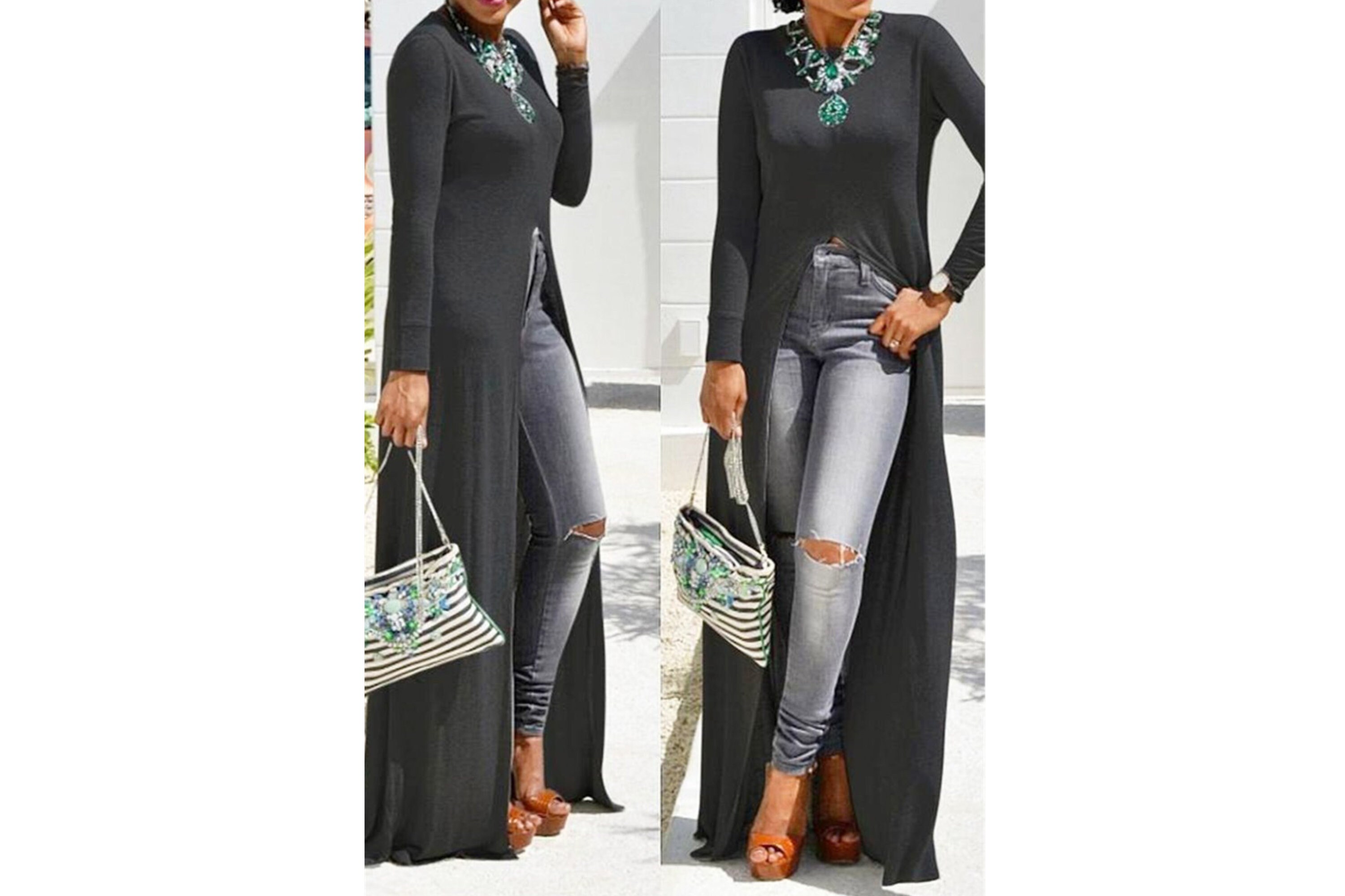 XS-XL Loose Fit Tunic PDF Pattern Long Sleeve Dress With Front | Etsy