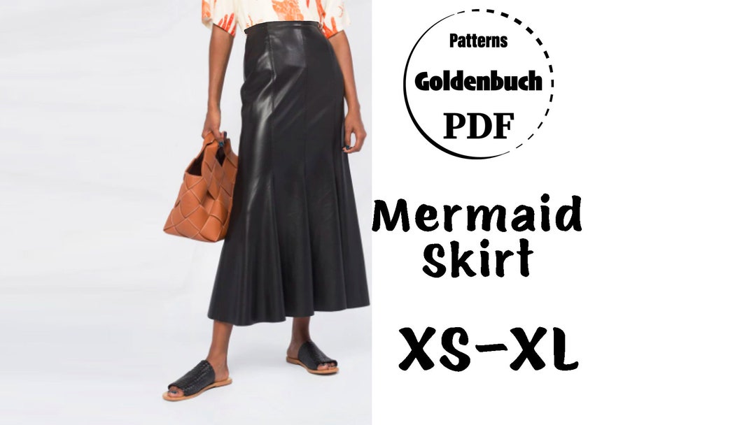 XS-XL Mermaid Skirt PDF Sewing Pattern Fishtail Maxi Skirt Basic Office ...