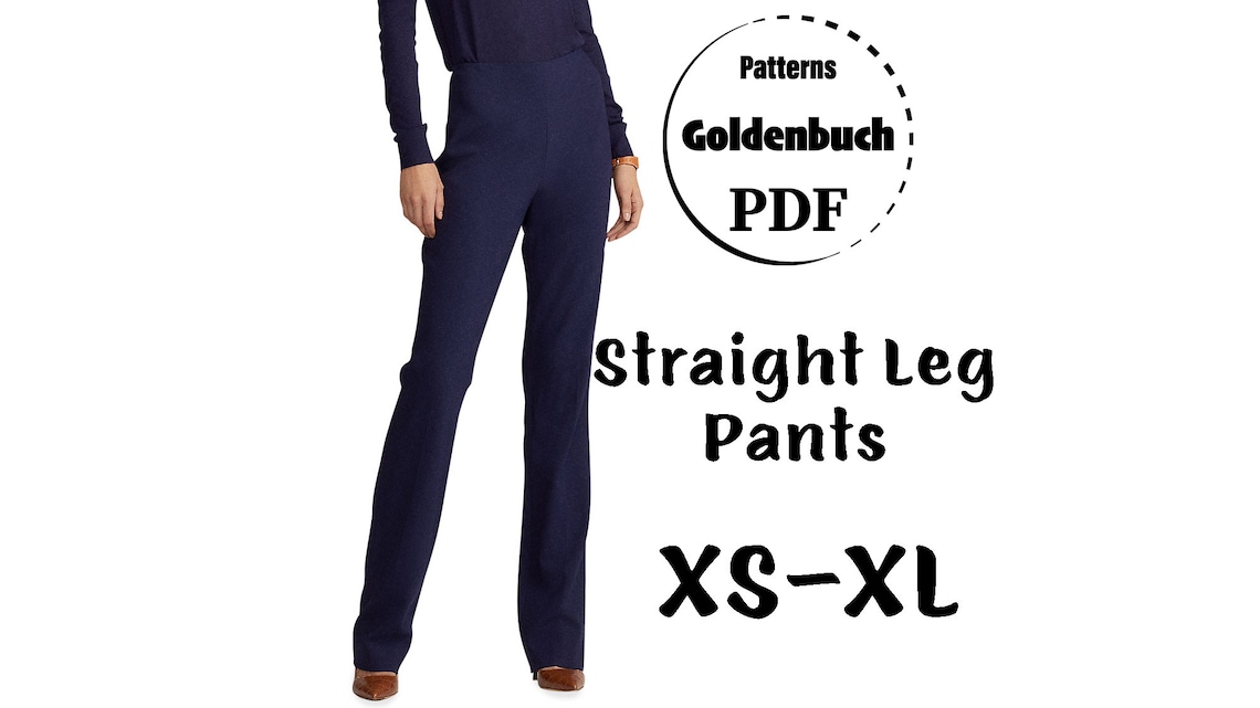 XS-XL Straight Leg Pants PDF Sewing Pattern Women High Waisted - Etsy