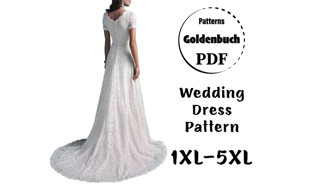 1XL-5XL Wedding Dress PDF Sewing Pattern Plus Size A-line - Etsy