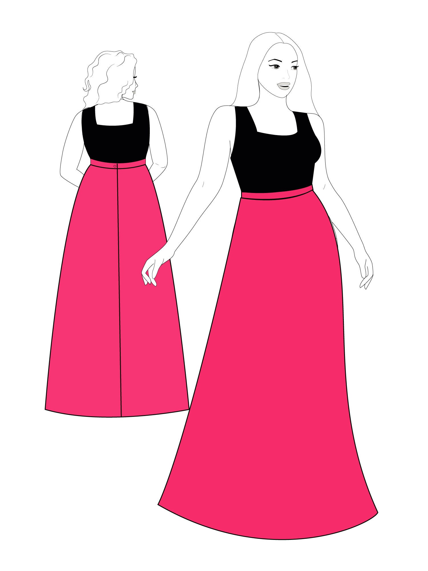 XS-XL Flared Skirt PDF Sewing Pattern Long Wedding Skirt Women - Etsy