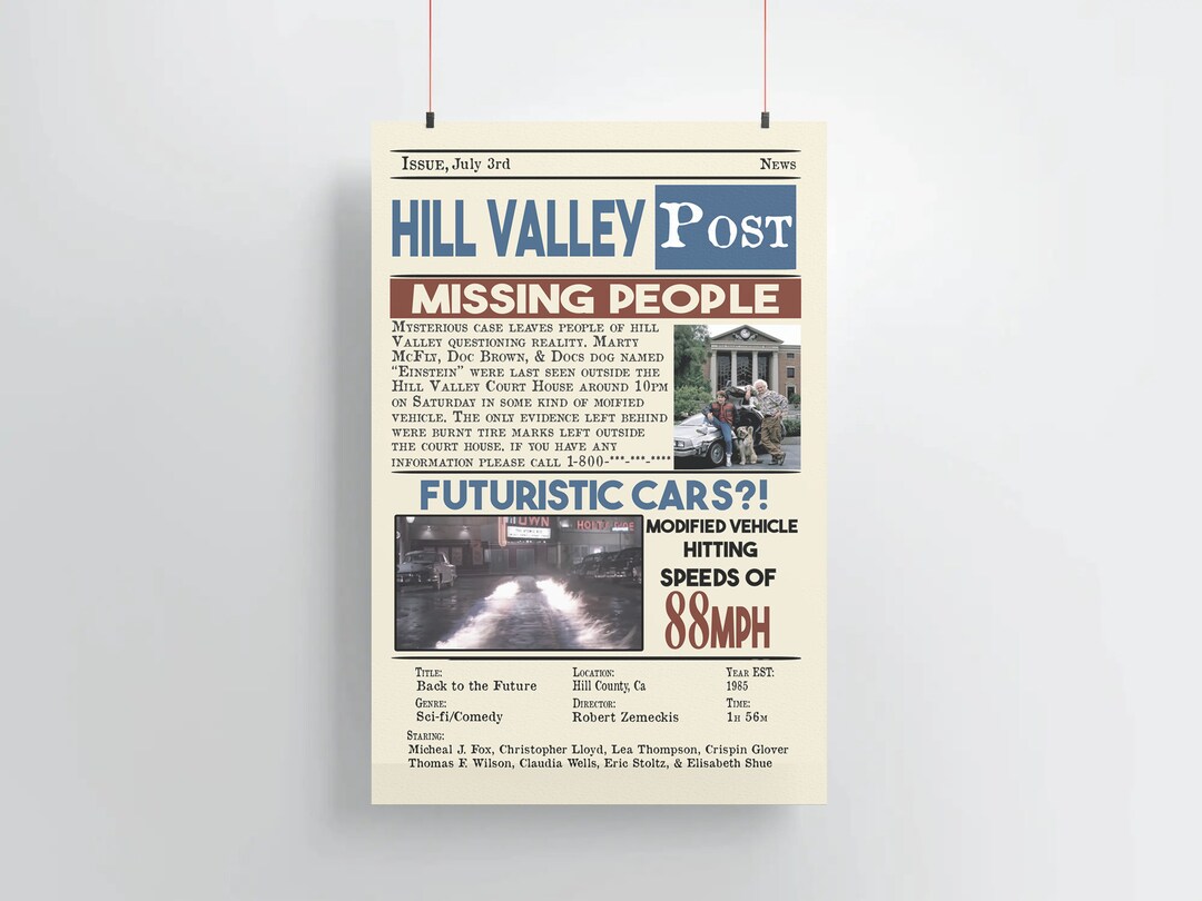 Back to the Future Newspaper Poster Minimalist Movie Poster, Retro Art ...