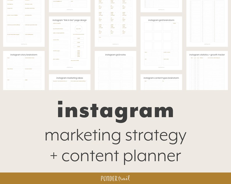 Instagram Planner, Social Media Planner, Printable Marketing Planner ...