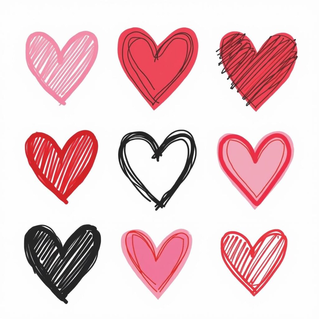Hand-drawn Heart SVG Bundle Doodle, Sketch, & Open Heart Designs for ...
