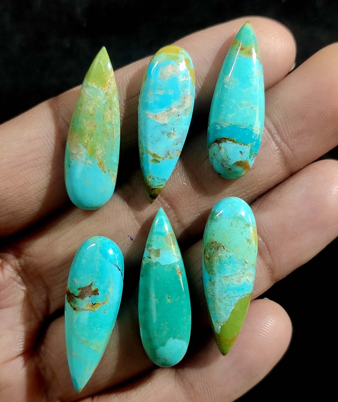 Natural Blue Mohave Turquoise Cabochon Gemstone, Teardrops Shape ...