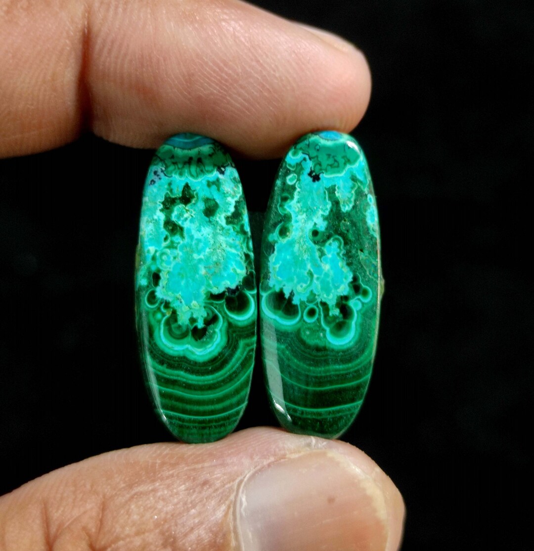 Azurite Malachite Cabochon Pair, Azurite Cabochon, Malachite Gemstone ...