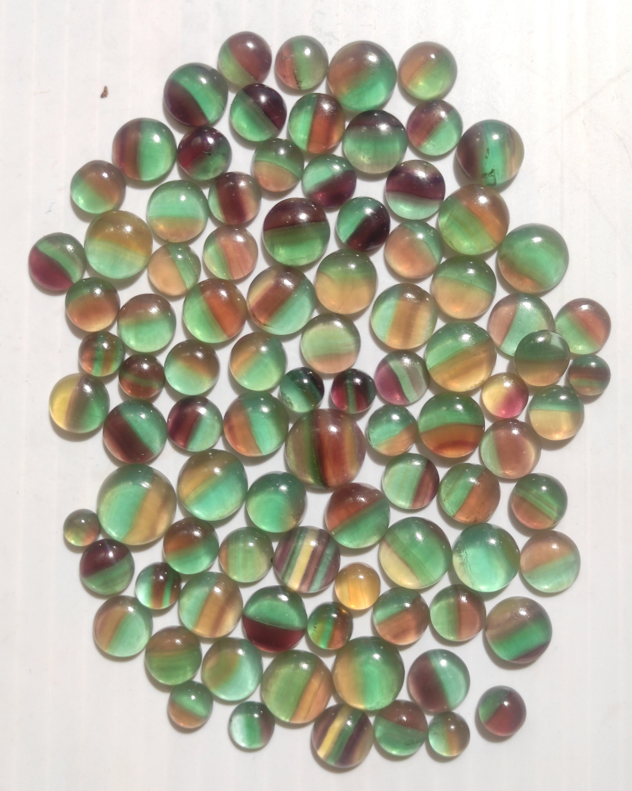 Natural Fluorite Cabochon Lot, 8 to 15 MM Round Shape Cabochon, Multi ...