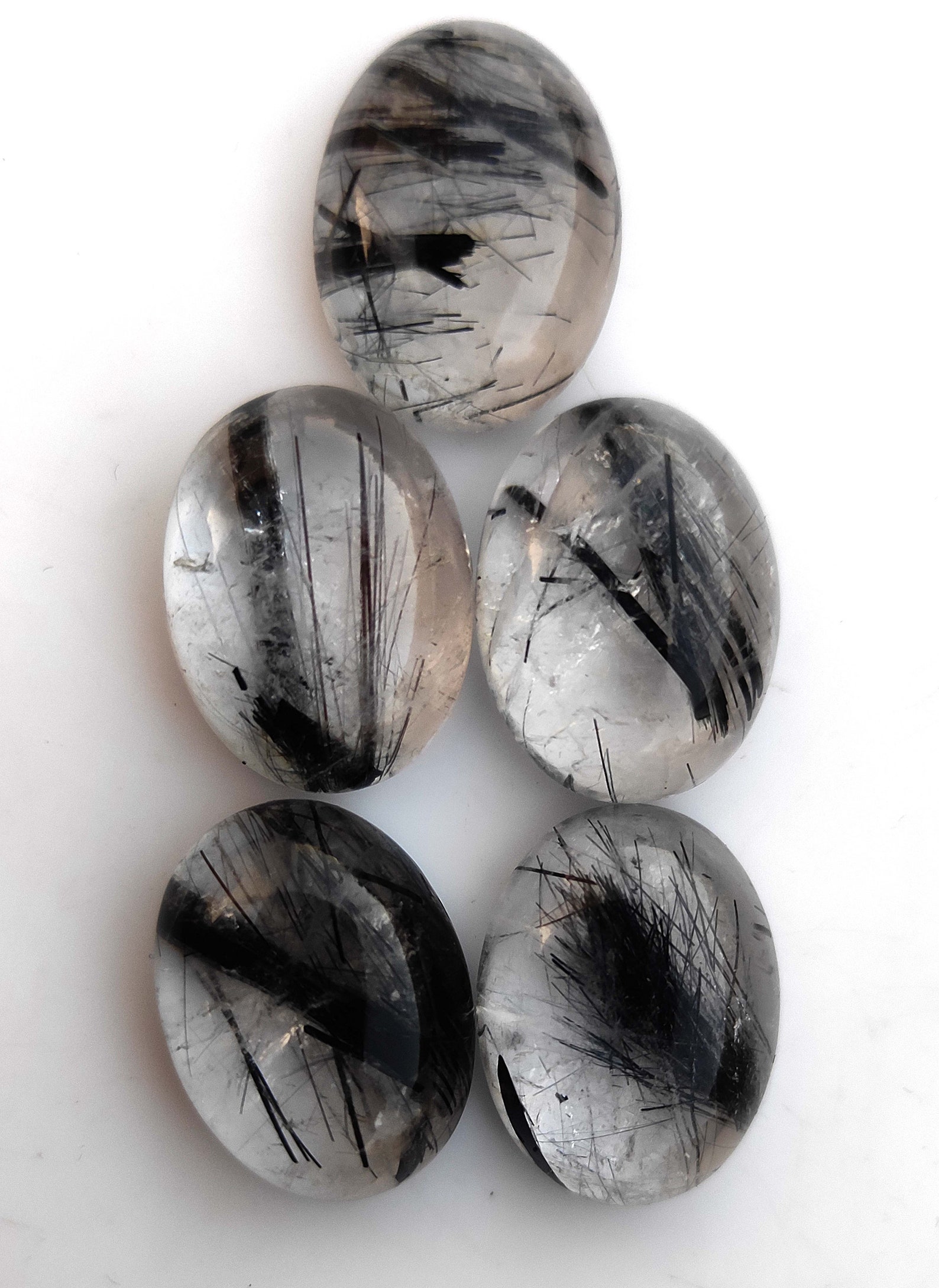 Cabujón de rutilo negro, piedras de rutilo, cuarzo de rutilo de 6X4 MM ...