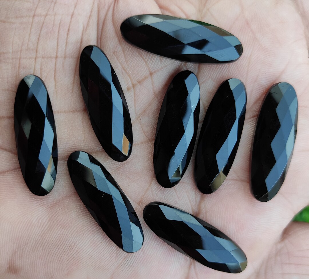 Black Onyx, Faceted Gemstone, Oval Gemstone 7X14 MM to 12X36 MM All ...