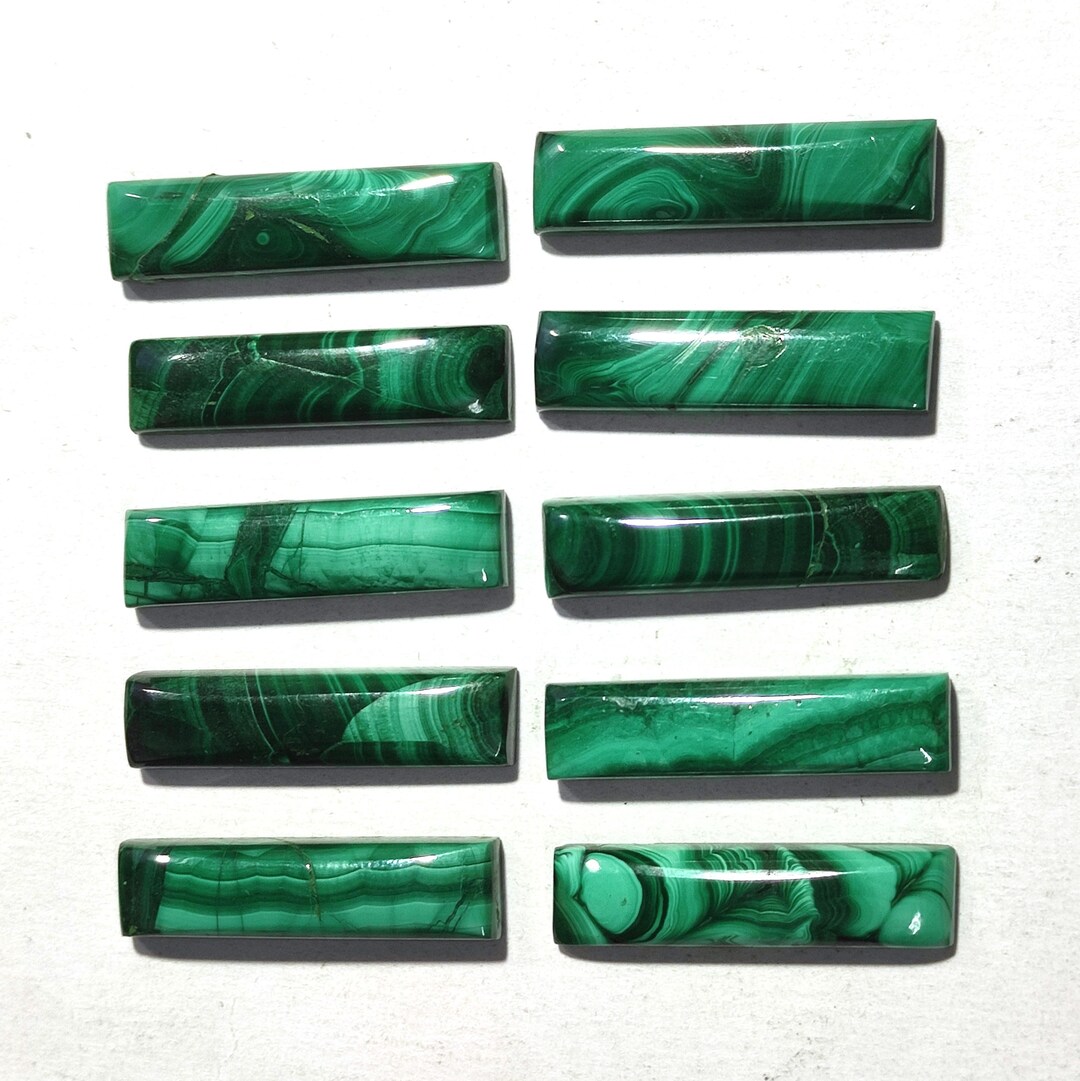 Top Quality Natural Malachite Rectangle Shape Cabochon Flat Back ...