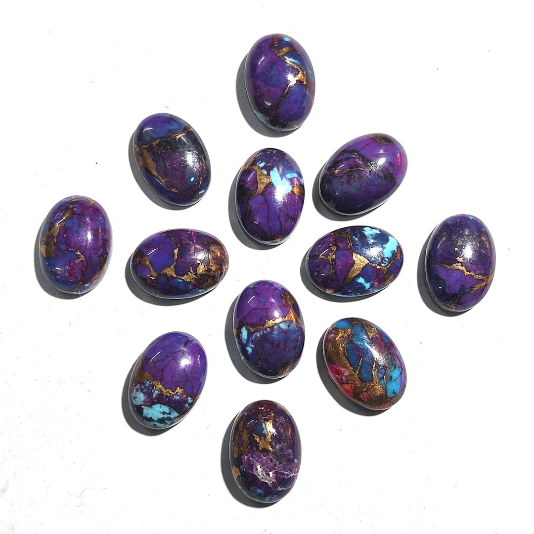 Oval Purple Copper Turquoise Cabochon Stone, Purple Turquoise Gemstone ...