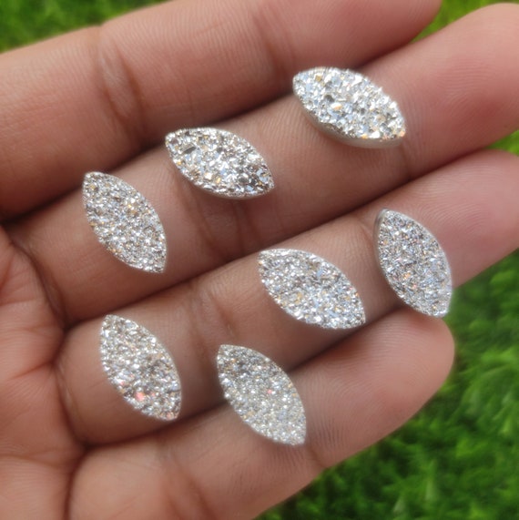 Titanium Coating Druzy Agate Druzy Stone Marquise Shape Druzy Gemstone for Jewelry Silver Druzy 5X10 MM to 10X20 MM Calibrated Size Druzy Etsy UK