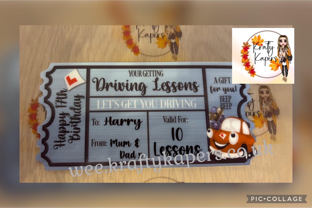 Personalised Driving Lesson Acrylic Gift Voucher | 17th Birthday | 18th ...