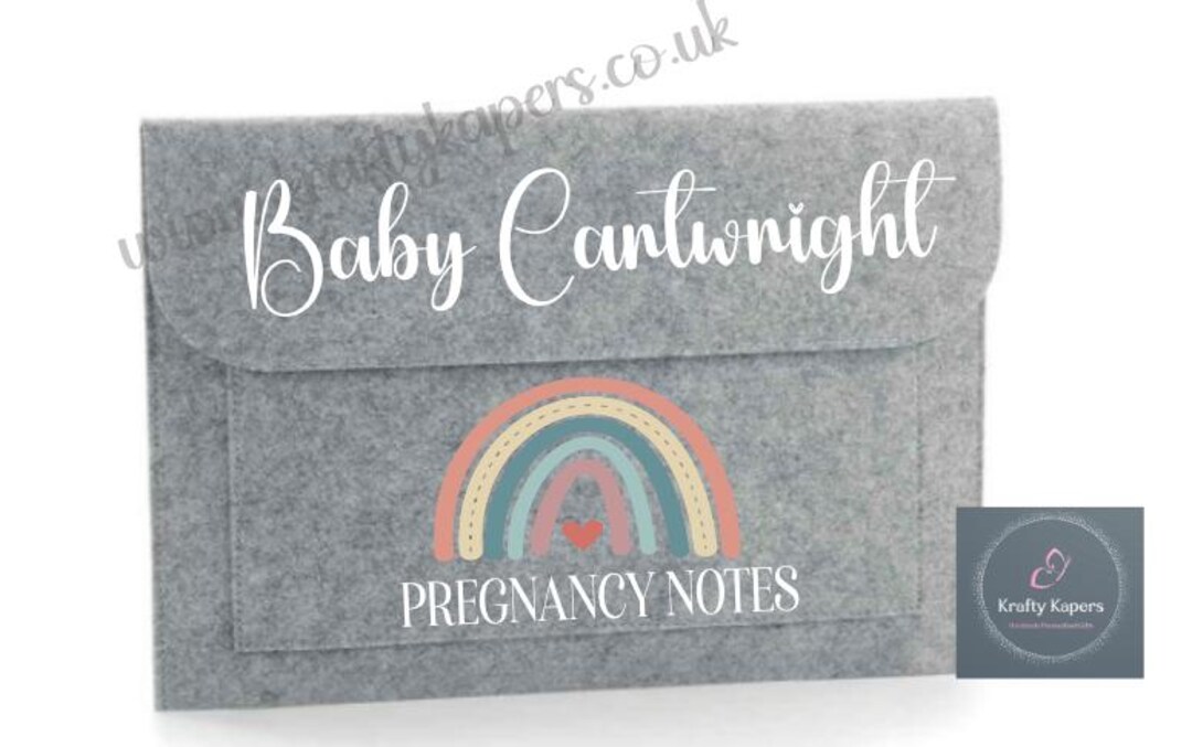 Personalised Pregnancy Notes Rainbow Folder | New Baby Documents | Felt ...